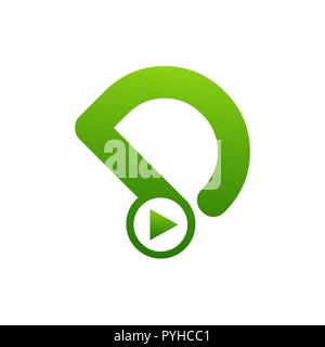 OF Monogram logo letter with triangle play shape and circle rounded ...