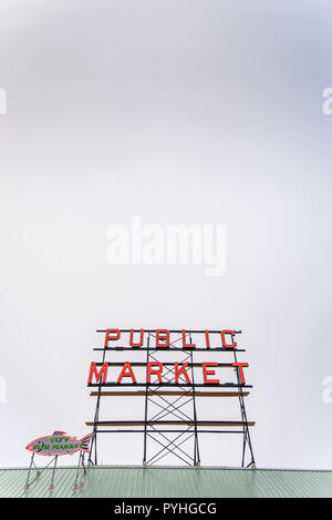 Seattle Pike Street Market sign Stock Photo - Alamy