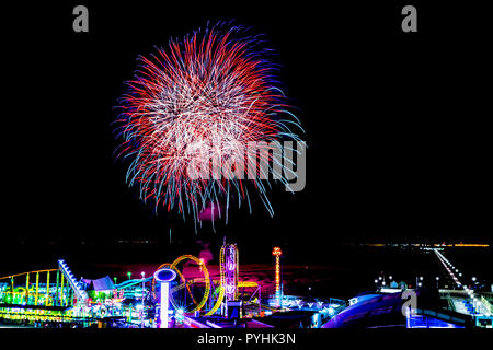 Southend on Sea fireworks over Adventure Island Stock Photo - Alamy