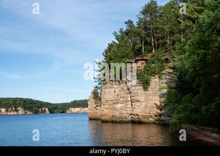 Eroded rock formations that make the Wisconsin Dells a tourist ...