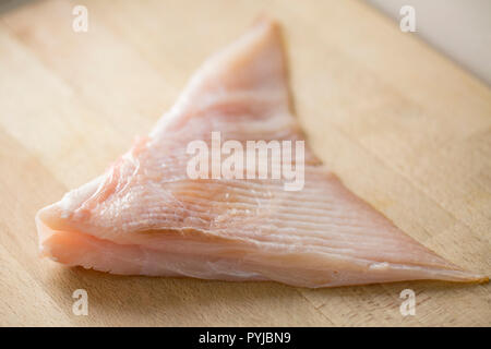 A section of a raw ray wing from an undulate ray, Raja undulata, that ...