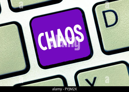Text sign showing Chaos. Conceptual photo Complete disorder and great ...