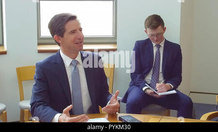 Australian Trade Minister Simon Birmingham delivers his speech at the ...