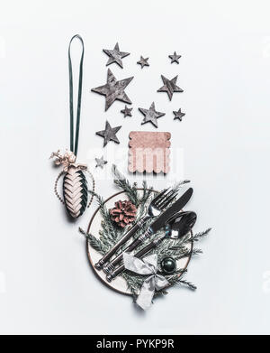 Beautiful table setting with Christmas branches, cookies and dried ...