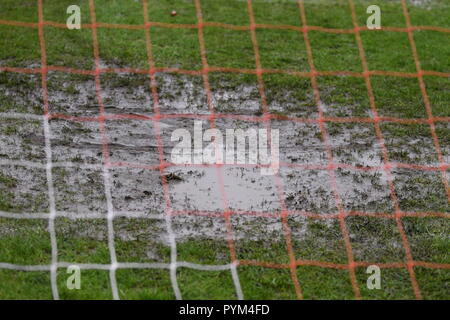 Rain soaked football (soccer) field Stock Photo - Alamy