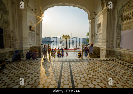 One of the four entrance gates of the Sikh Gurdwara, seen from the roof ...