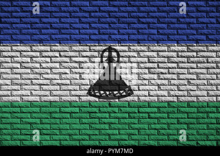 Lesotho flag is painted onto an old brick wall Stock Photo - Alamy