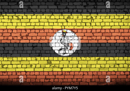 Uganda flag is painted onto an old brick wall Stock Photo - Alamy