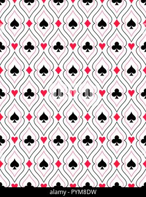 Vector playing cards suits seamless patterns. Backgrounds card suits ...