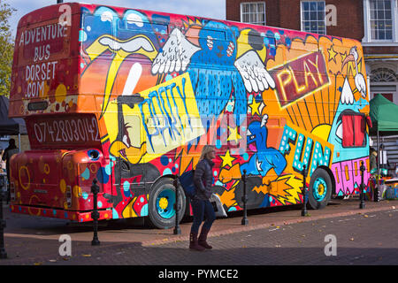 Adventure Bus Dorset at Poole, Dorset UK in October Stock Photo - Alamy