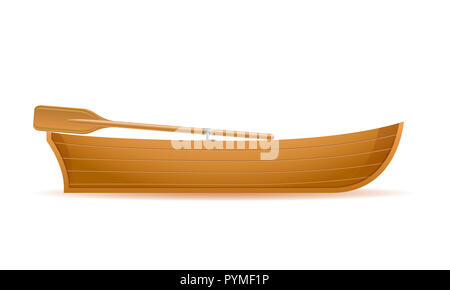 wooden boat side view vector illustration isolated on white background ...