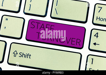 Text sign showing Staff Turnover. Business photo showcasing The ...