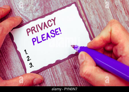 Word writing text Privacy Please. Business concept for asking someone ...