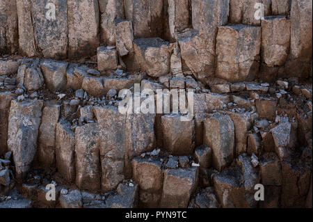 Sedementary Rock Wall Quarry with rock patterns and shapes Stock Photo ...
