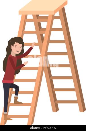 woman with wooden stair avatar character Stock Vector Image & Art - Alamy