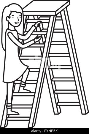 woman with wooden stair avatar character Stock Vector Image & Art - Alamy