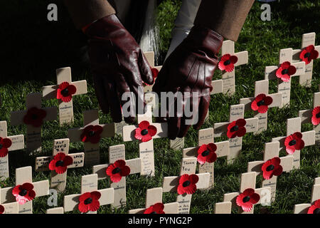 Captain Gary Rattray from 2 Scots Royal Regiment of Scotland lays a ...