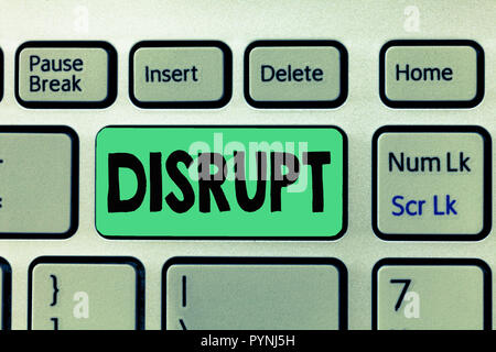 Handwriting text writing Disrupt. Concept meaning Interrupt causing ...