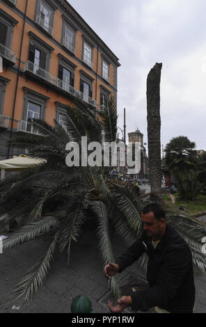 Italy. 29th October, 2018. Naples, bad weather hits the Neapolitan city ...