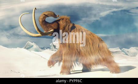 woolly mammoth, prehistoric mammal in ice age landscape Stock Photo - Alamy