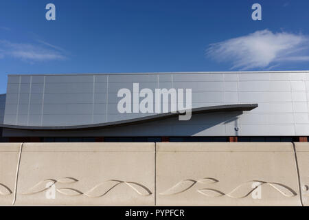 Precast concrete flood wall panels with expansion joint and sealer, on ...