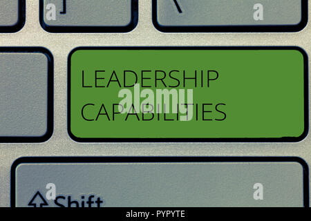 Writing note showing Leadership Capabilities. Business photo showcasing ...