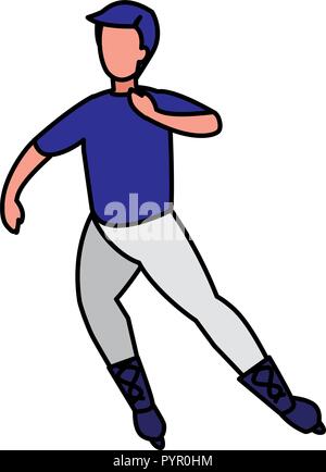 young man with skates character vector illustration design Stock Vector ...