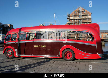 Soudley Valley coach in a parade of classic buses at Gloucester Docks ...