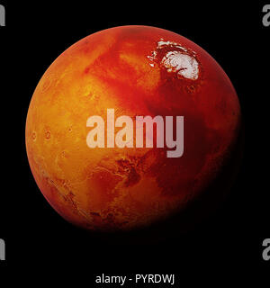 planet Mars during the Martian winter in front of the Milky Way galaxy ...