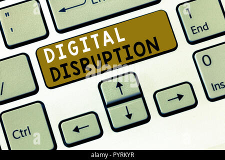Text sign showing Digital Disruption. Conceptual photo Changes that ...