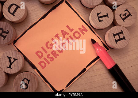 Text sign showing Digital Disruption. Conceptual photo Changes that ...