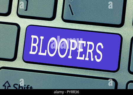 Handwriting text Bloopers. Concept meaning Embarrassing errors Mistakes ...