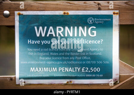 A fishing sign on the River Ribble at Ribchester Lancashire UK Stock ...