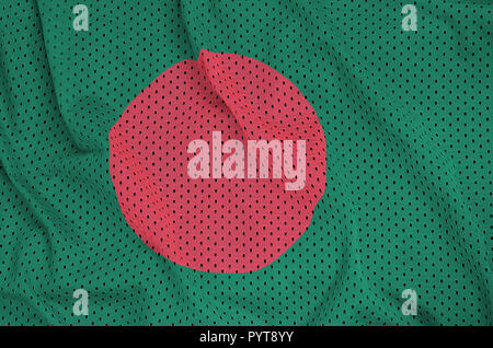 Bangladesh flag printed on a polyester nylon sportswear mesh fabric ...