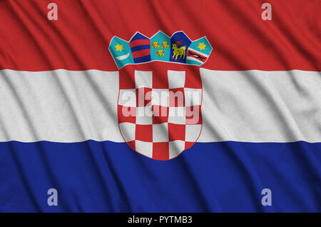 Croatia flag depicted on many leafs of monstera palm trees. Trendy ...