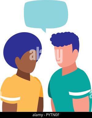 young men couple talking characters vector illustration design Stock ...
