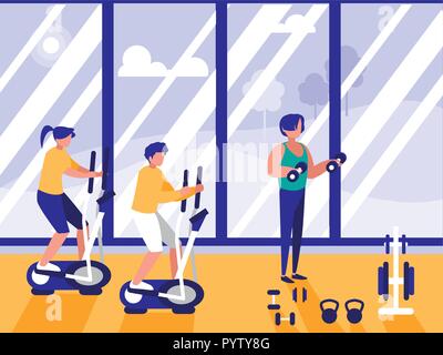 Lady doing exercise with dumbbells flat color vector illustration Stock ...