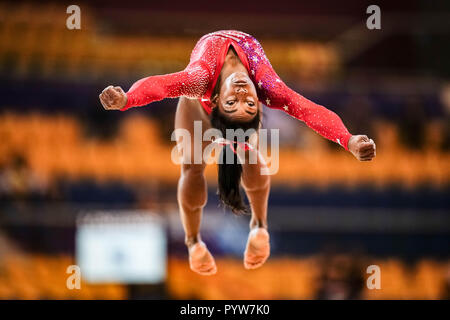 October 30, 2018: Simone Biles of Â United States during Balancing Beam ...