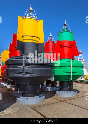 Nautical Buoys in a storage area to maintain shipping traffic routes at ...