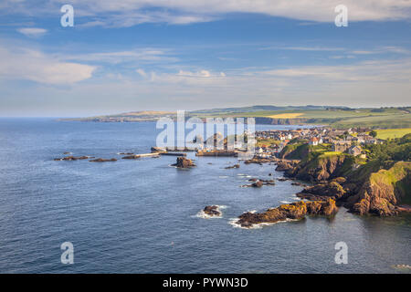 The fishing village of St Abbs seen from the southern side of St Abb's ...