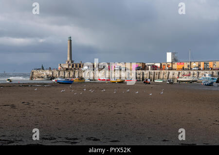 Margate Harbour Arm and lighthouse. The lighthouse dates back to 1828 ...