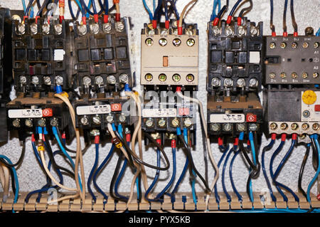 Relay panel with relays and wires Stock Photo - Alamy
