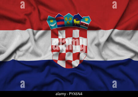 Croatia flag depicted on many leafs of monstera palm trees. Trendy ...