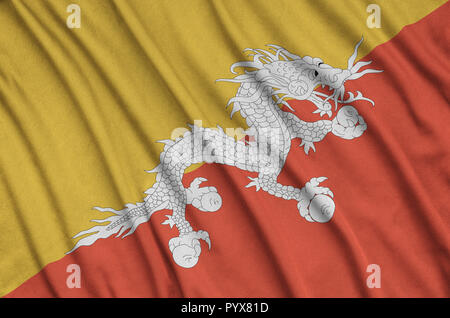 Bhutan flag depicted on many small shiny sequins. Colorful festival ...