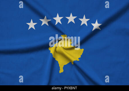 Kosovo flag depicted on many leafs of monstera palm trees. Trendy ...