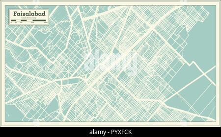 Faisalabad Pakistan City Map in Retro Style in Golden Color. Outline ...