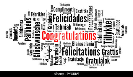 Congratulations in different languages word cloud Stock Photo - Alamy