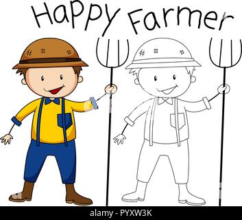 Hand-drawn sketch happy farmer. Farming, agriculture vintage vector ...