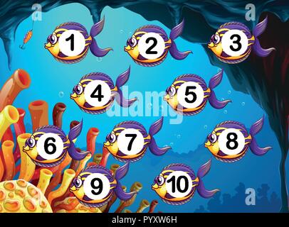 Cartoon Illustration of Educational Counting Activity Game for Children ...