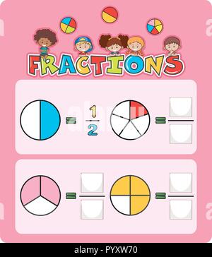 Math fractions worksheet template illustration Stock Vector Image & Art ...